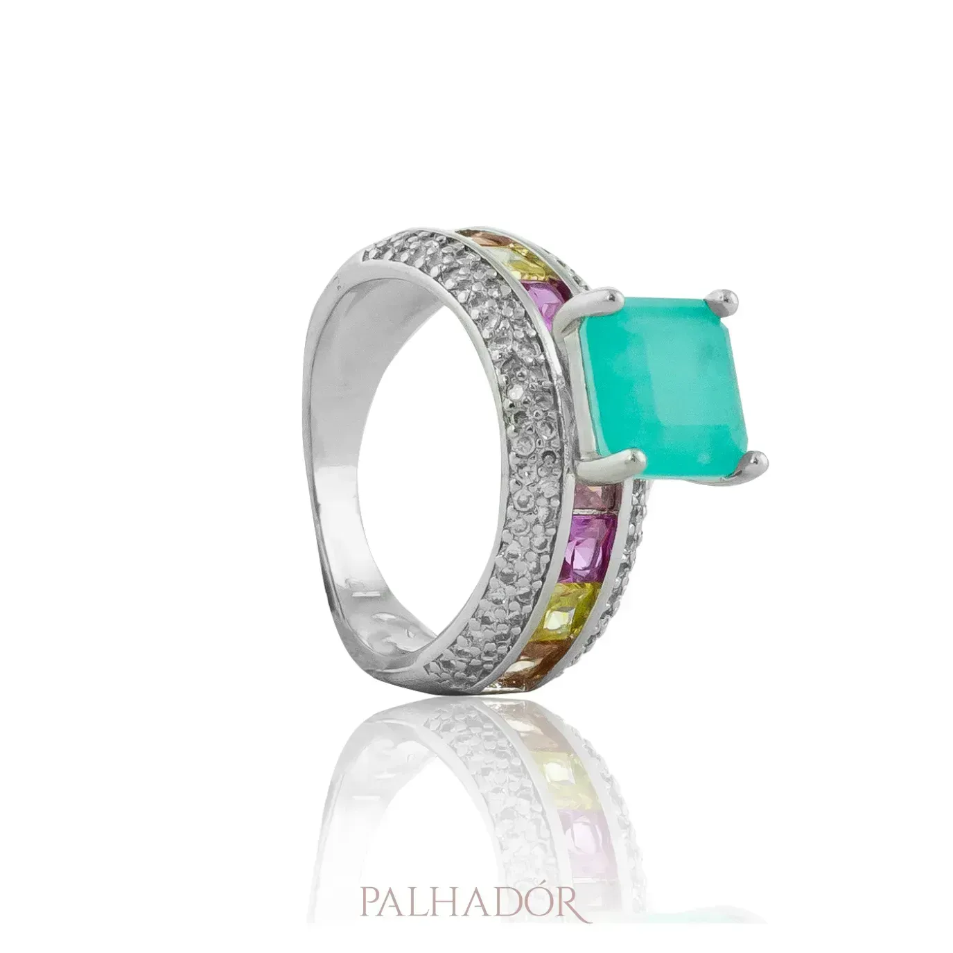 Anel Colors E Fusion Turmalina Ródio Branco - Palhadór