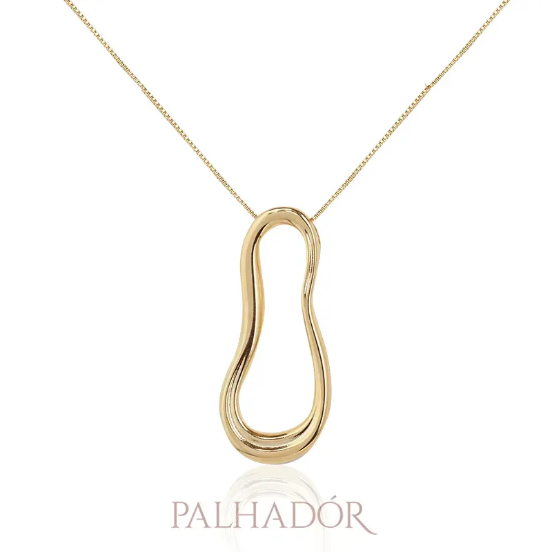 COLAR OVAL VAZADO ORGÂNICO OURO - Palhadór